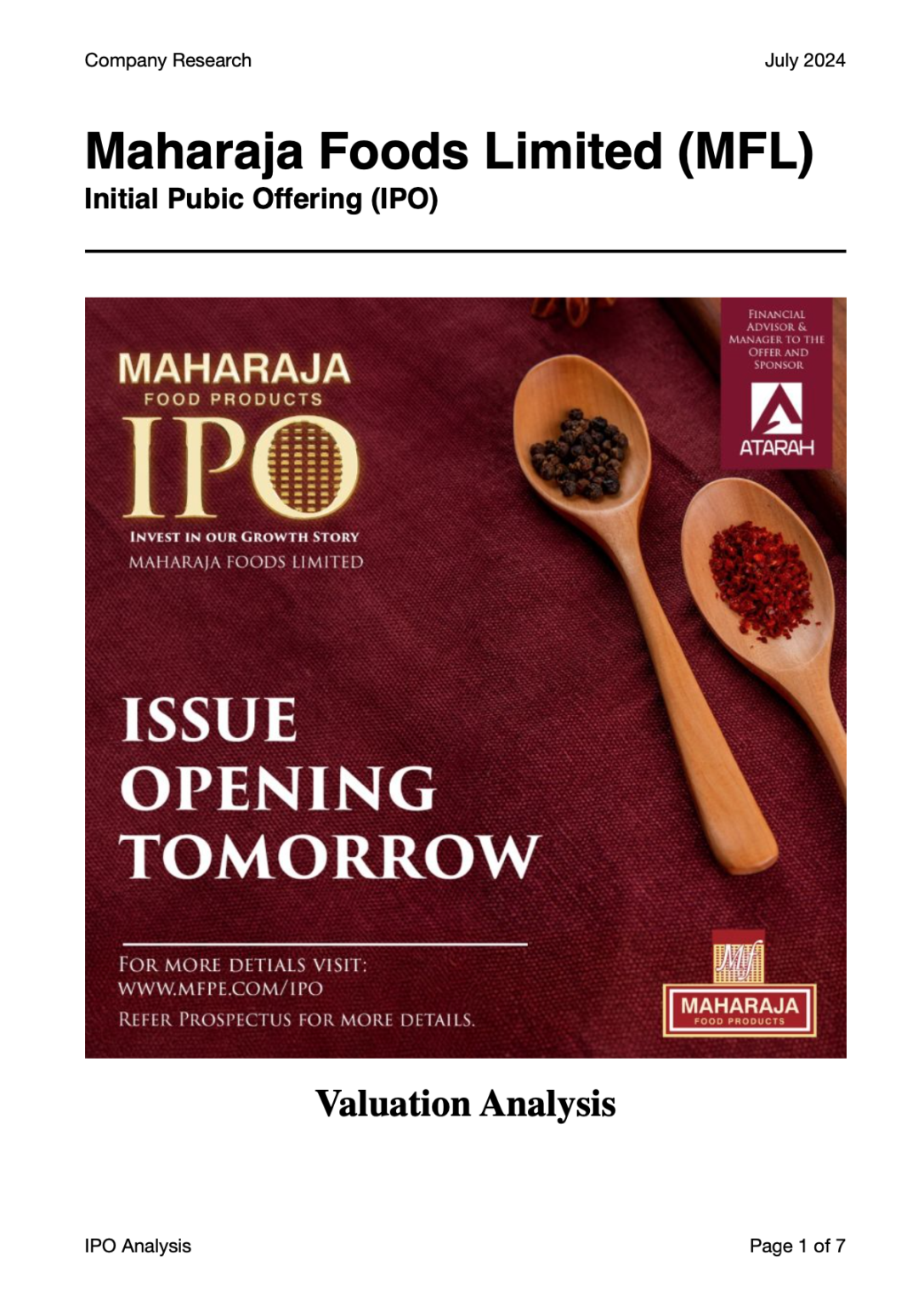 Maharaja Foods PLC - IPO Analysis - LankaBIZ